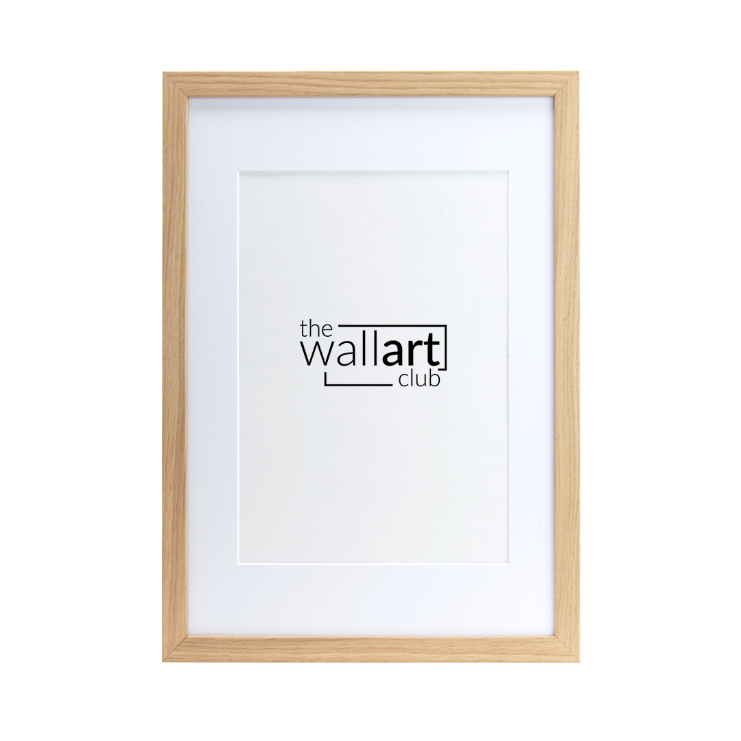 Thin oak wooden Frame with thick white mount – The Wall Art Club