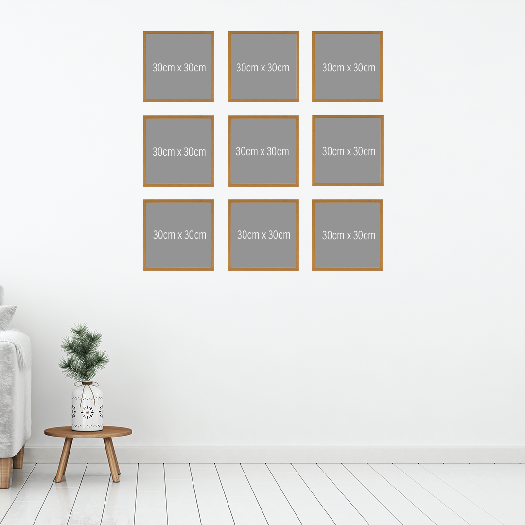 Oak wooden square frame gallery wall bundle - 9 frames – The Wall Art club