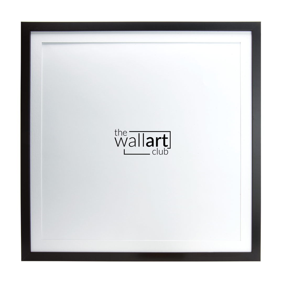 Square thin black wooden frame with thin white mount – The Wall Art Club